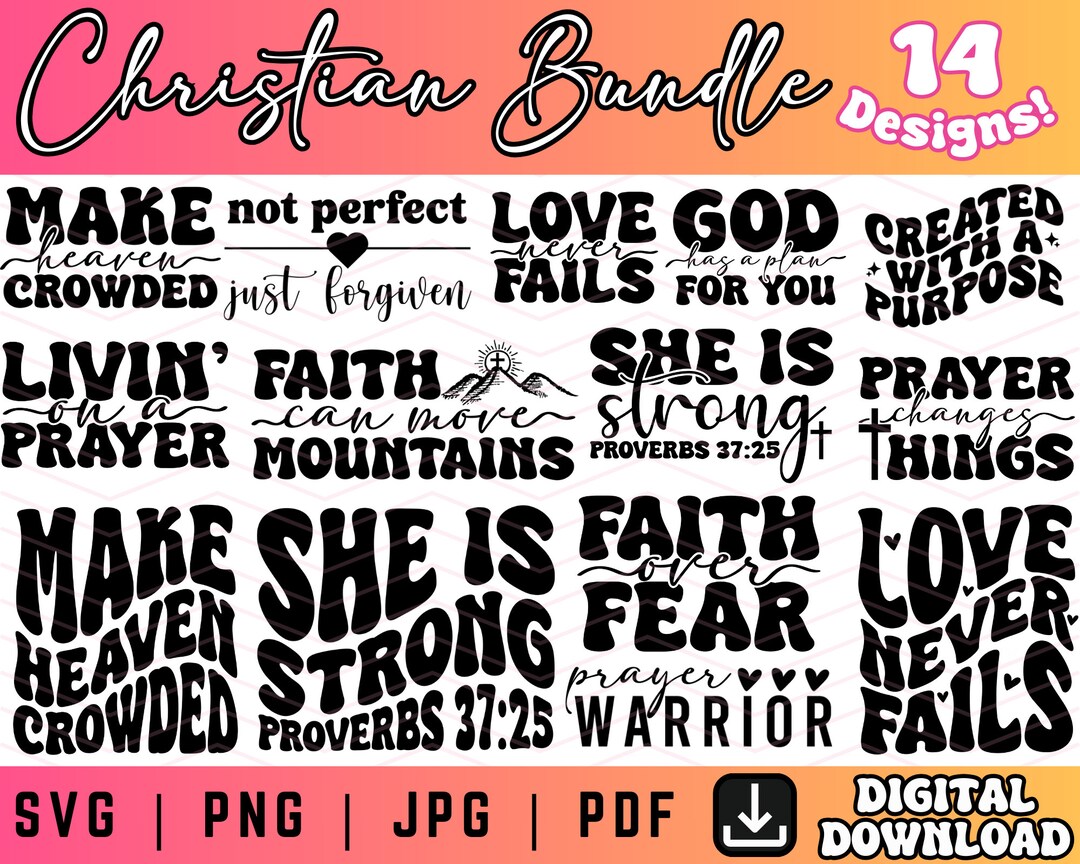 Retro Christian SVG Bundle, Scripture Bundle, Instant Download, Bible ...