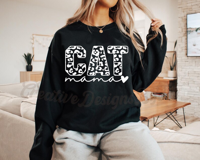 Cat Mama Leopard SVG PNG, Cat Mom Shirt Svg, Paw Print Svg, Cat Lover ...