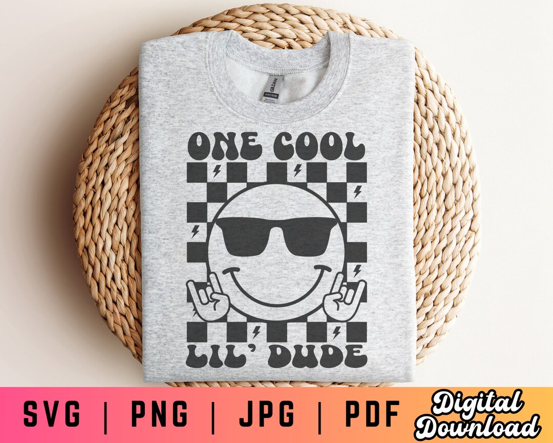 One Cool Dude Svg Png, First Birthday Svg, Checkered Svg, Birthday Boy ...
