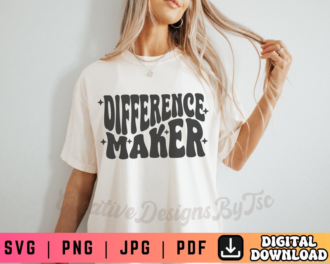 Difference Maker SVG PNG PDF, Leader Svg, Teacher Shirt Svg Png, Wavy Text Svg Png, Social ...