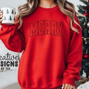 Merry Outline SVG PNG, Merry Svg Png, Varsity Svg Png, Christmas ...
