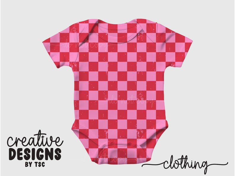 Red and Pink Distressed Checkered Print, Checkerboard Pattern ...