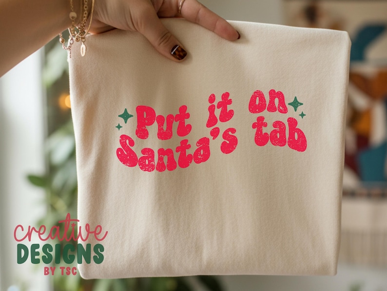 Put It on Santa's Tab PNG, Santa Png, Retro Christmas Png, Christmas ...