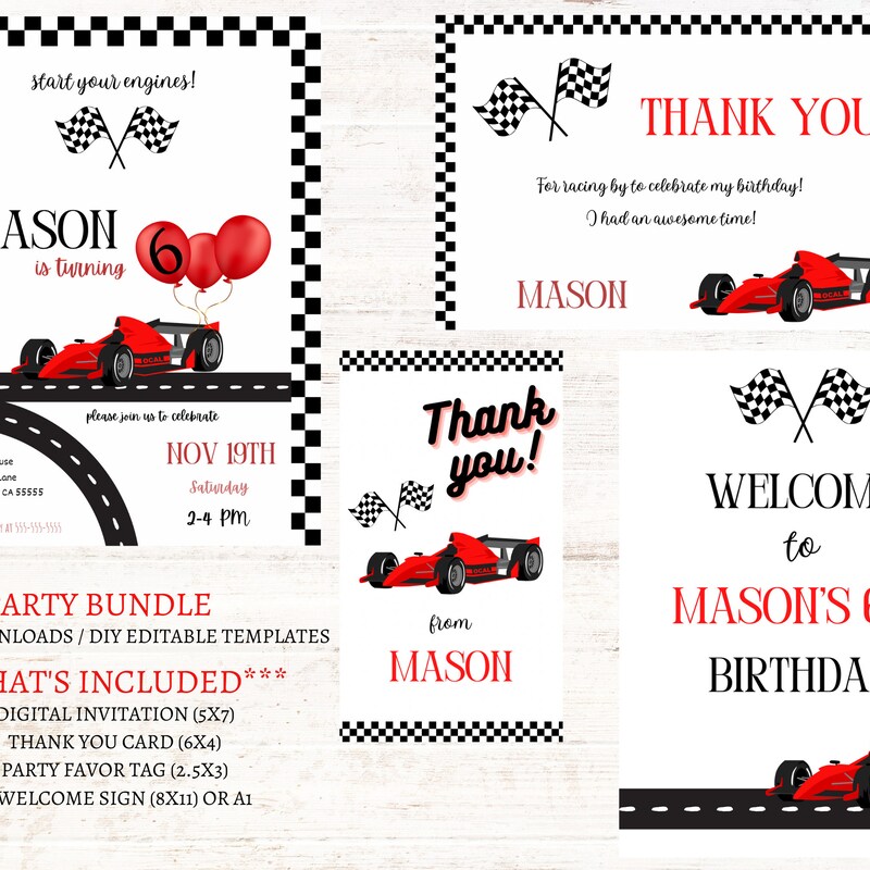 Race Car Invitations - Etsy