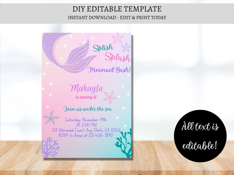 Mermaid Invitation Mermaid Birthday Invitation Mermaid - Etsy