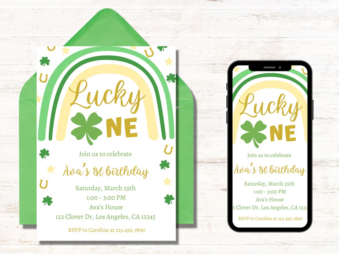St. Patrick's Day Birthday Invitation, Shamrocks Clover Party Invite ...