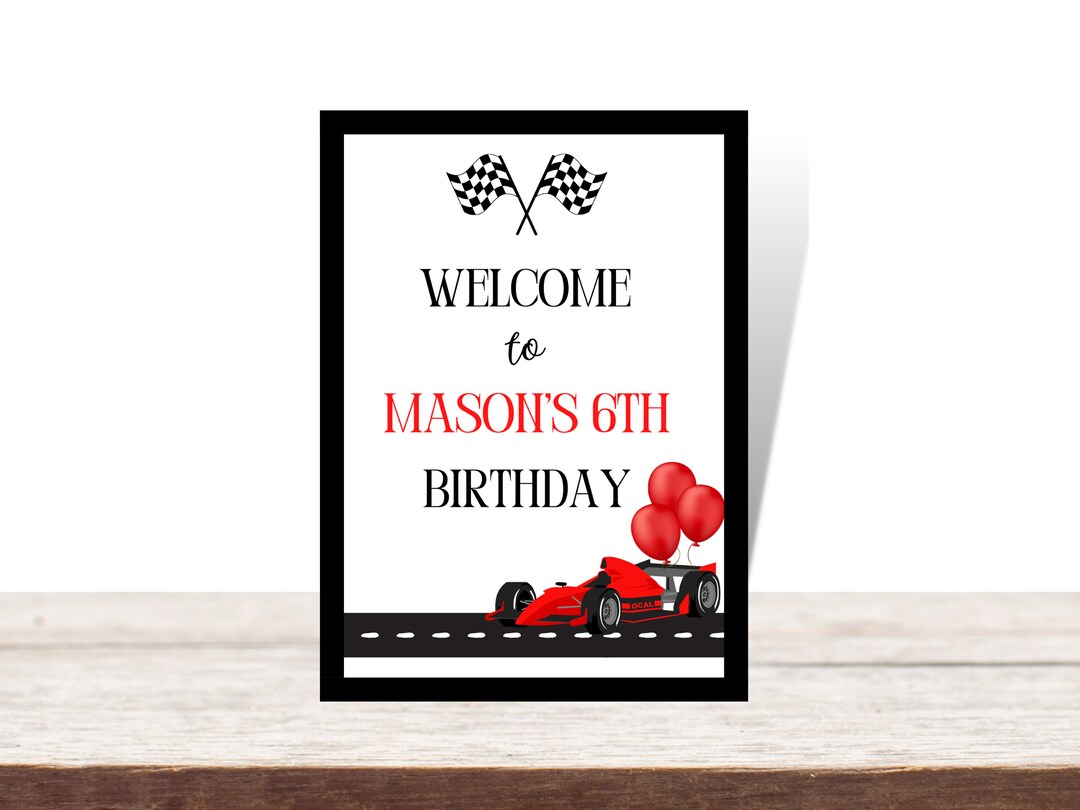 Race Car Birthday Party Welcome Sign, Race Car Welcome Sign Template ...
