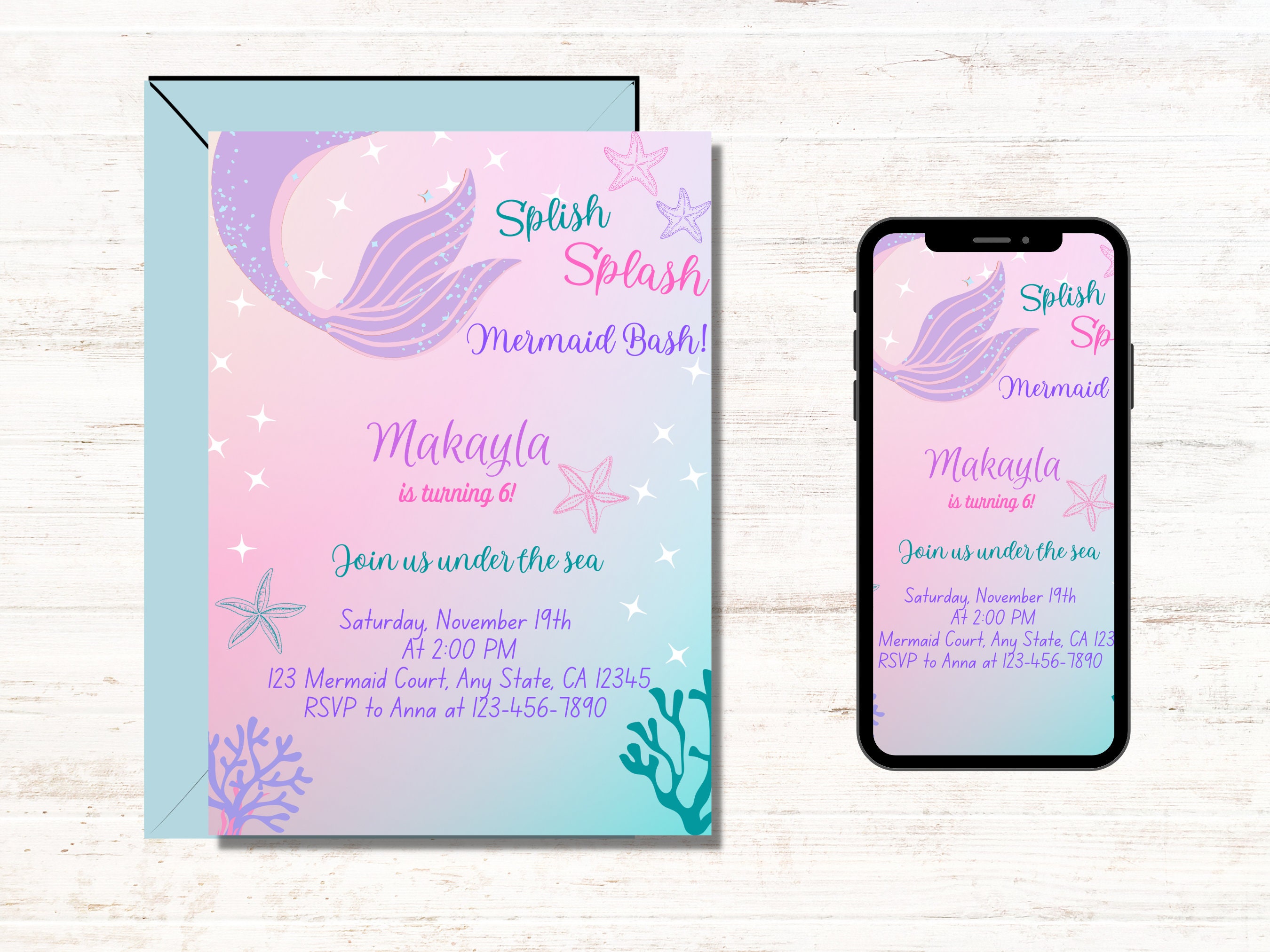 Mermaid Invitation Mermaid Birthday Invitation Mermaid - Etsy