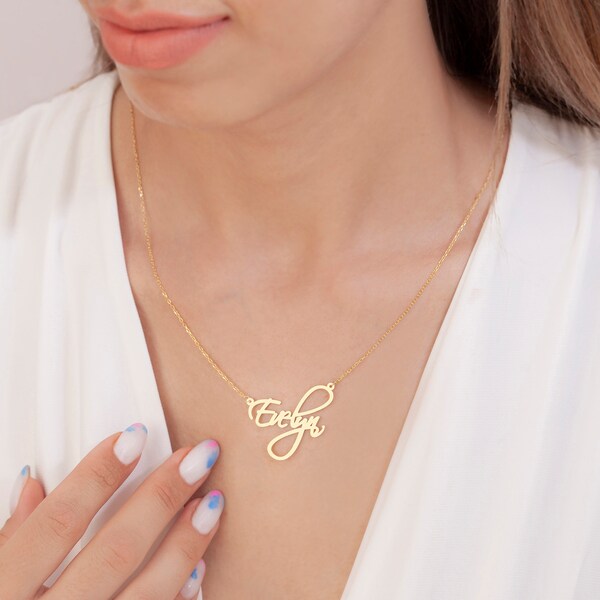 Cursive Necklace Etsy