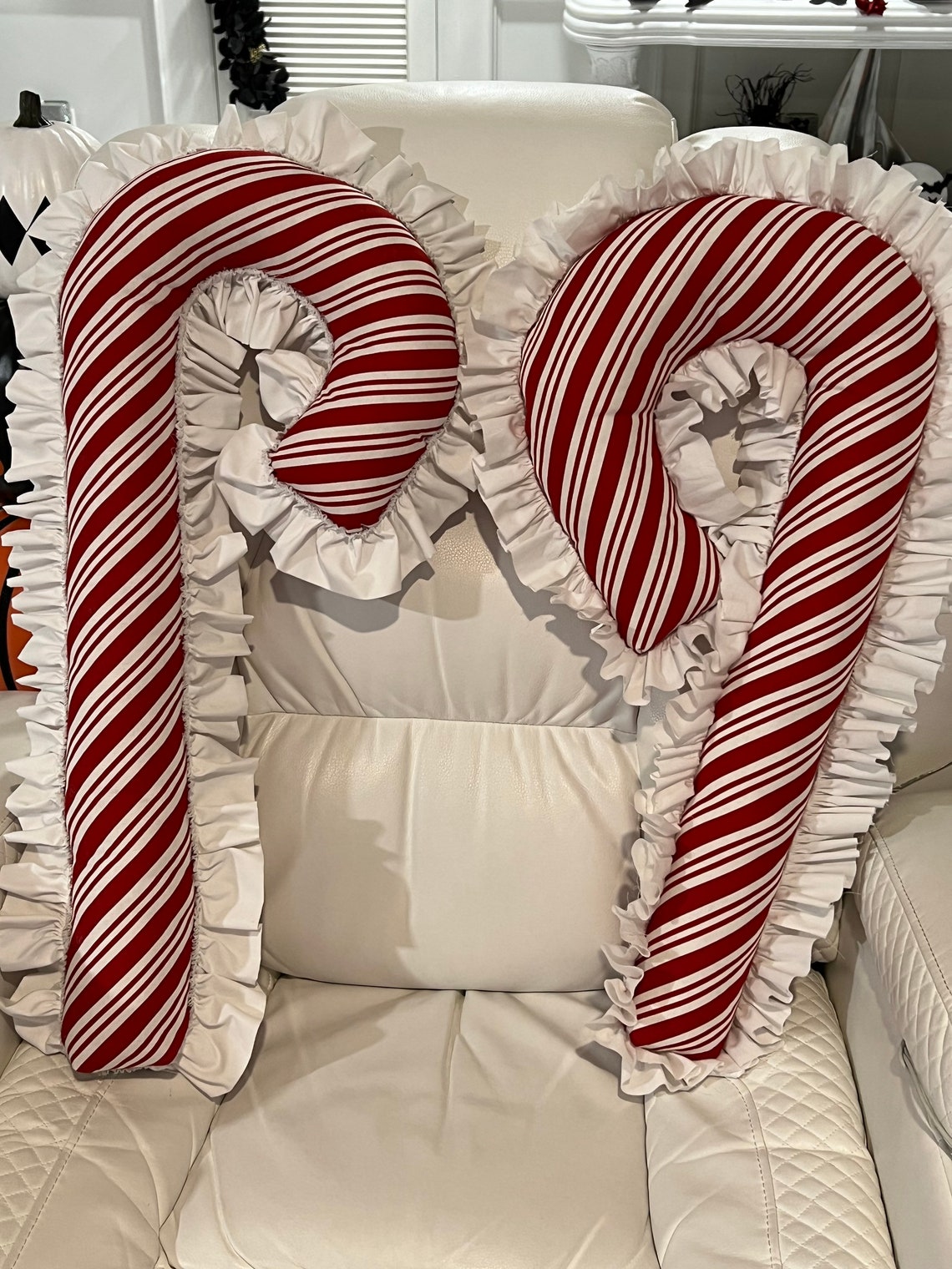 Ruffle Stuffed Candy Cane Pillow Approx 25 Inches Tall. No Zipper ...