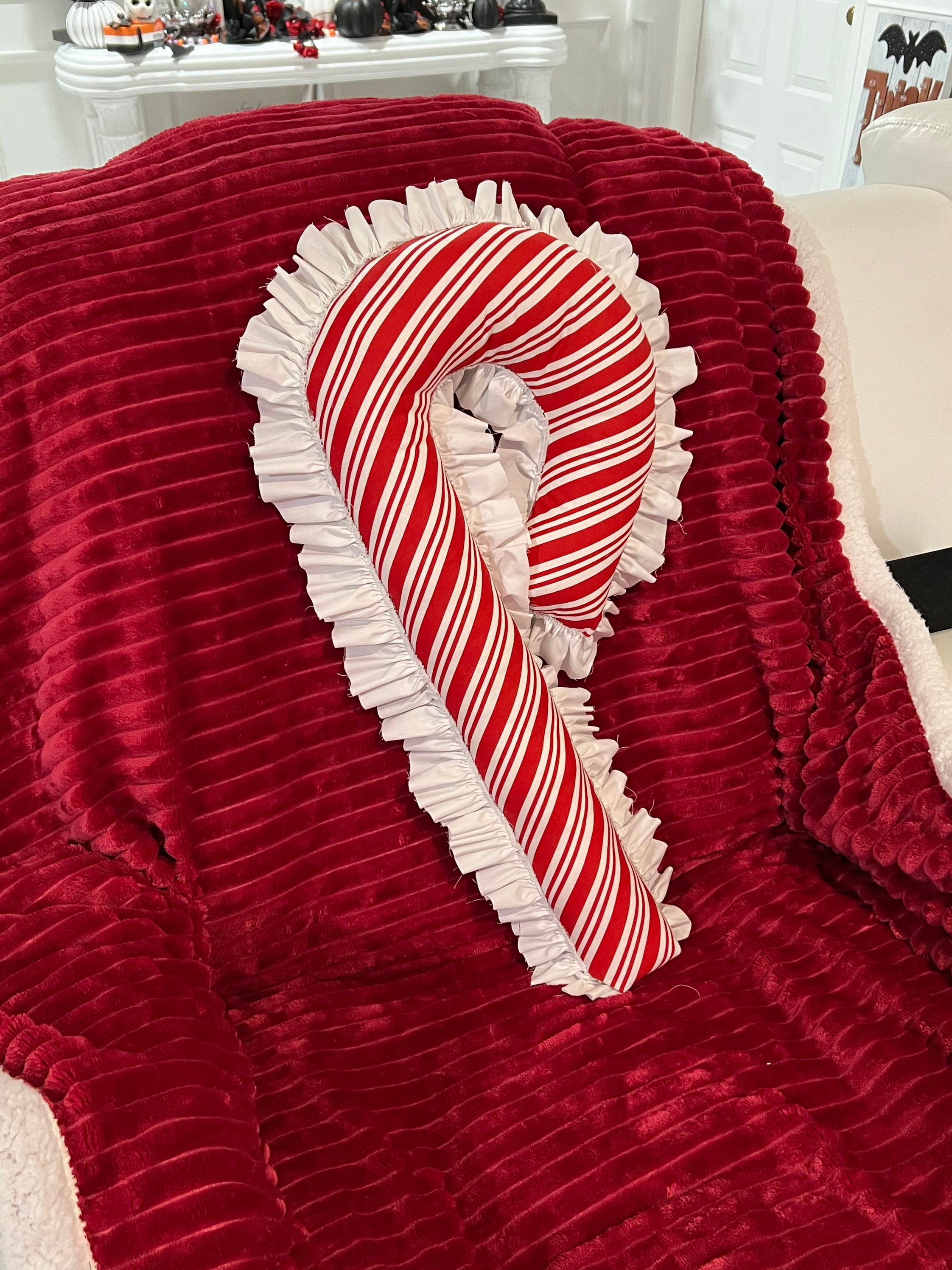 Ruffle Stuffed Candy Cane Pillow Approx 25 Inches Tall. No Zipper ...