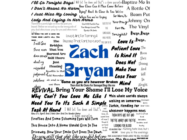 Zach Bryan Lyric Graffiti Png - Etsy