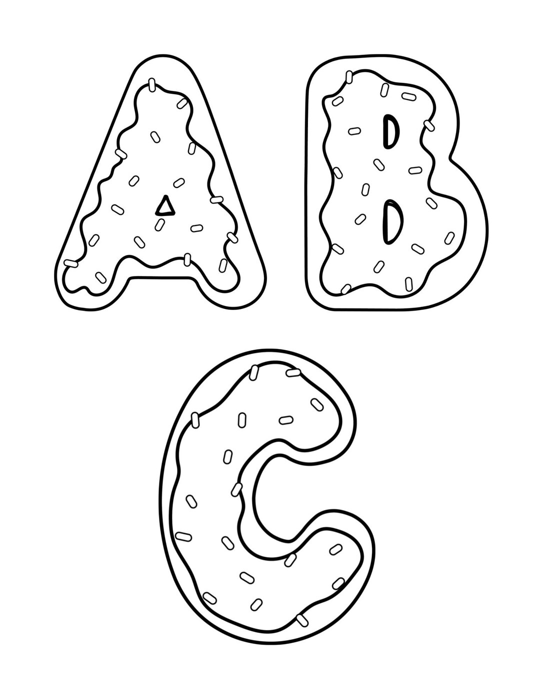 Donut ABC Coloring Sheets - Etsy