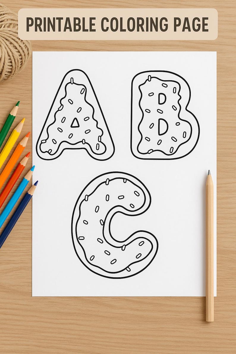 Donut ABC Coloring Sheets - Etsy