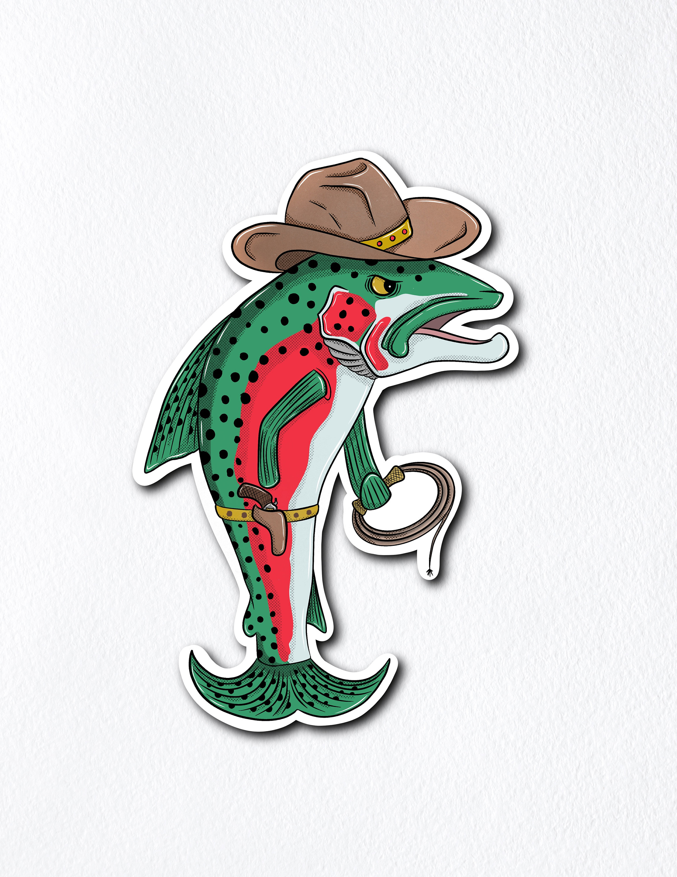 Cowboy Rainbow Trout Fly Fishing Sticker - Etsy