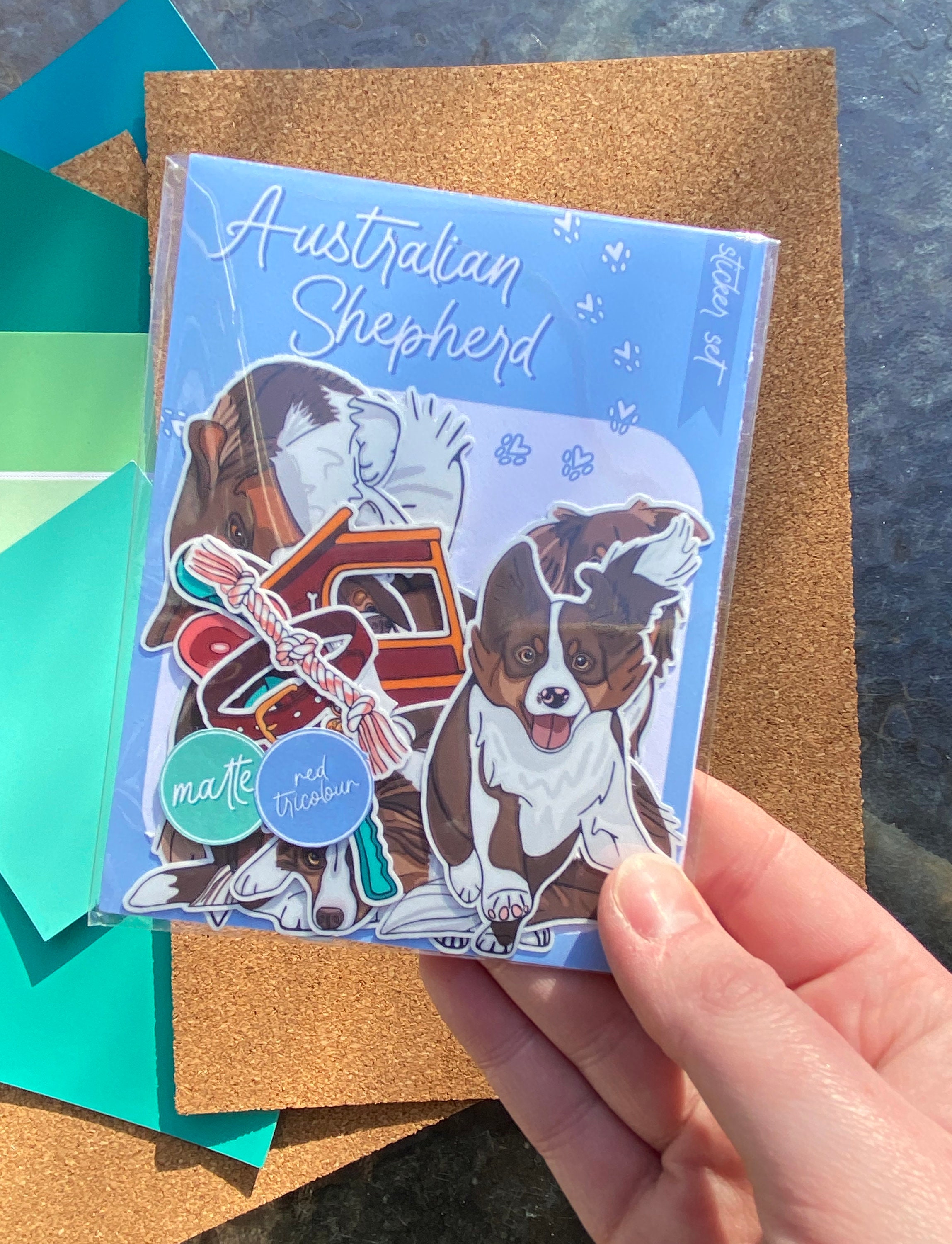 Red Tricolour Australian Shepherd Sticker Set Dog Stickers Cute Vinyl ...