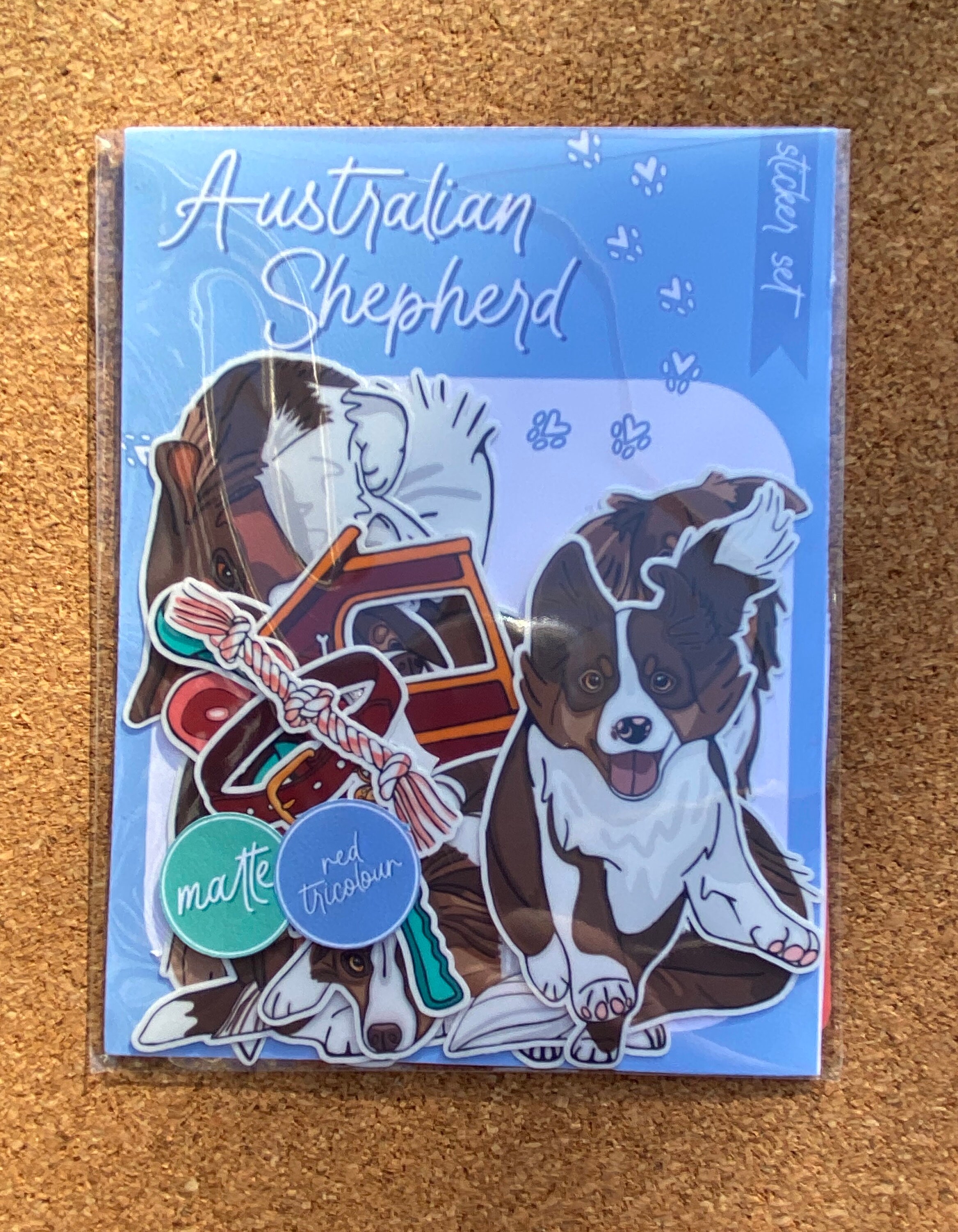 Red Tricolour Australian Shepherd Sticker Set Dog Stickers Cute Vinyl ...