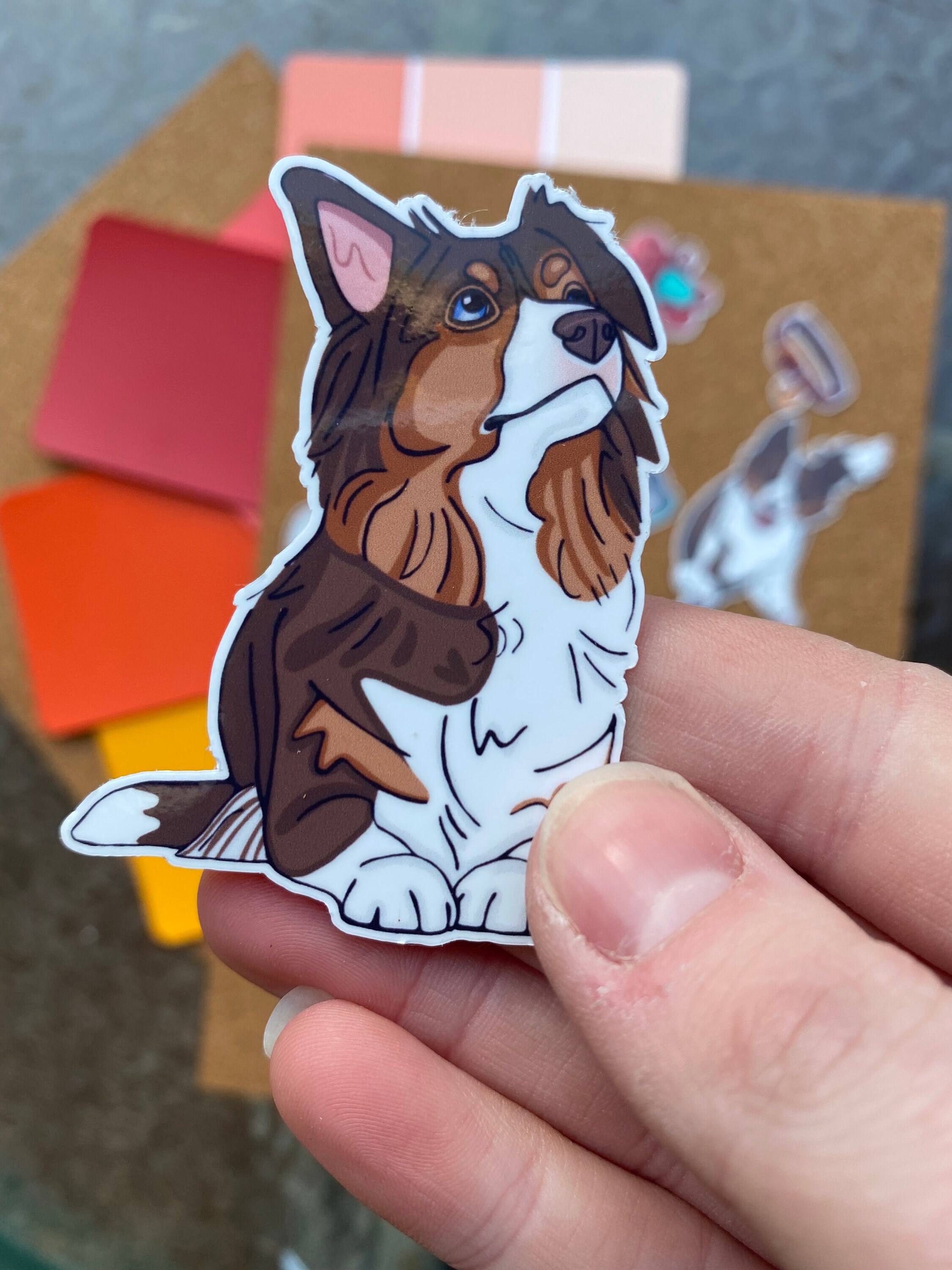 Red Tricolour Australian Shepherd Sticker Set Dog Stickers Cute Vinyl ...