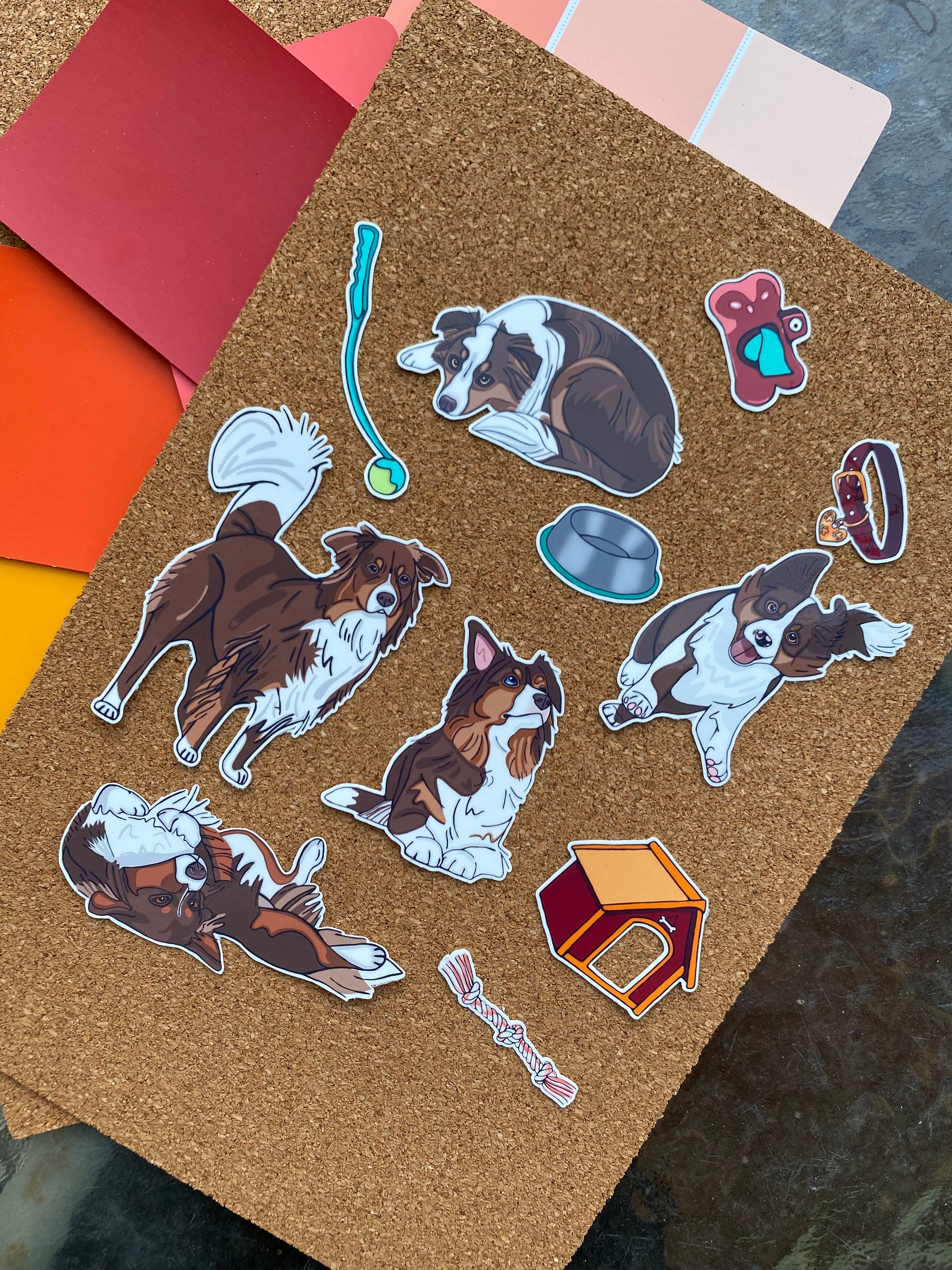Red Tricolour Australian Shepherd Sticker Set Dog Stickers Cute Vinyl ...