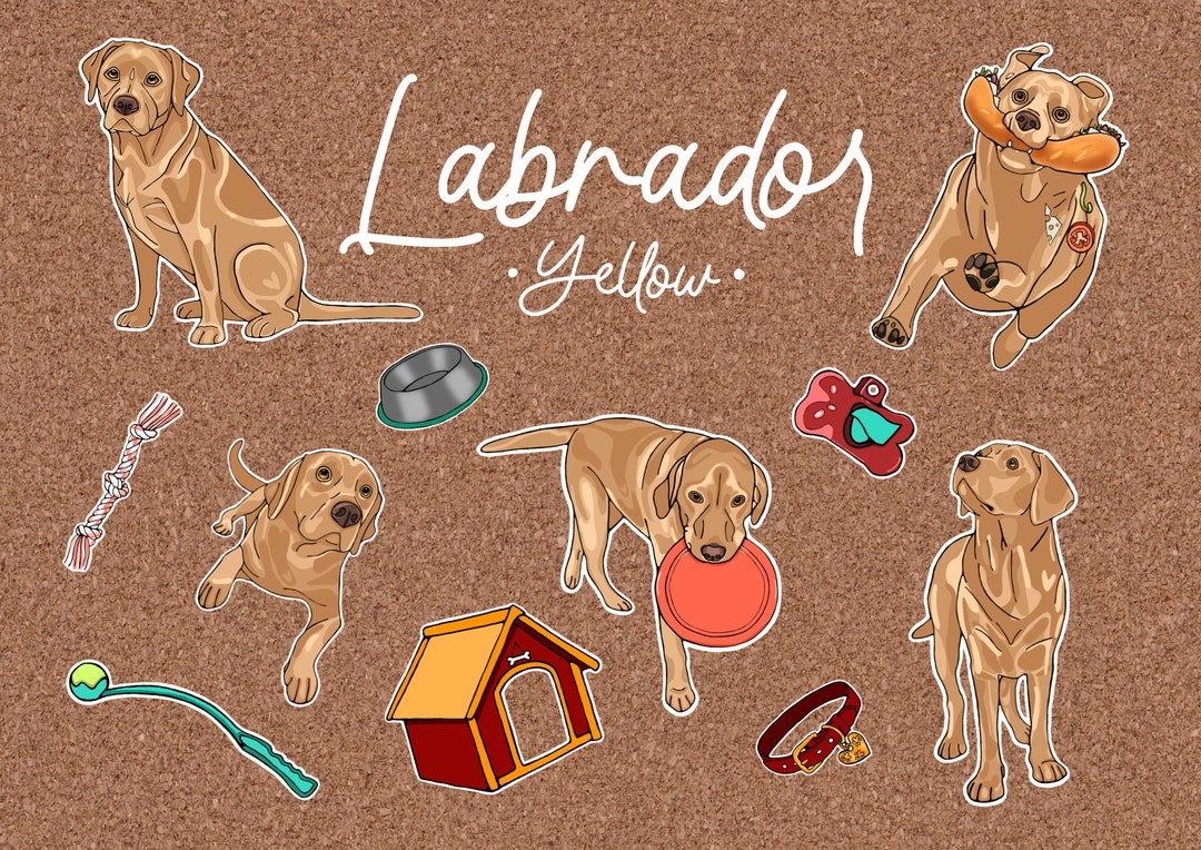 Yellow Labrador Sticker Set Dog Stickers Cute Vinyl Stickers Waterproof ...