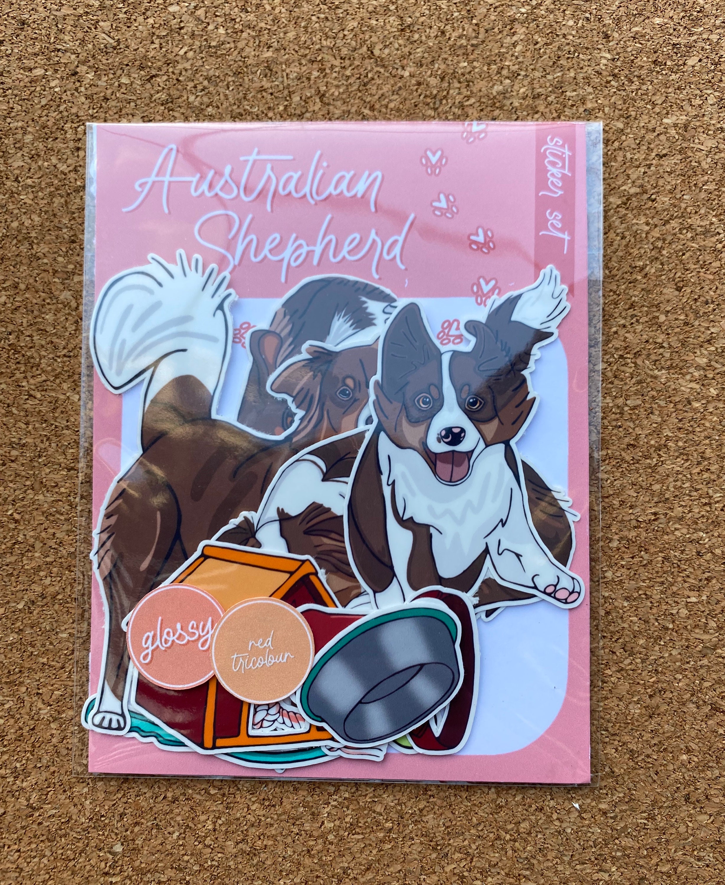 Red Tricolour Australian Shepherd Sticker Set Dog Stickers Cute Vinyl ...