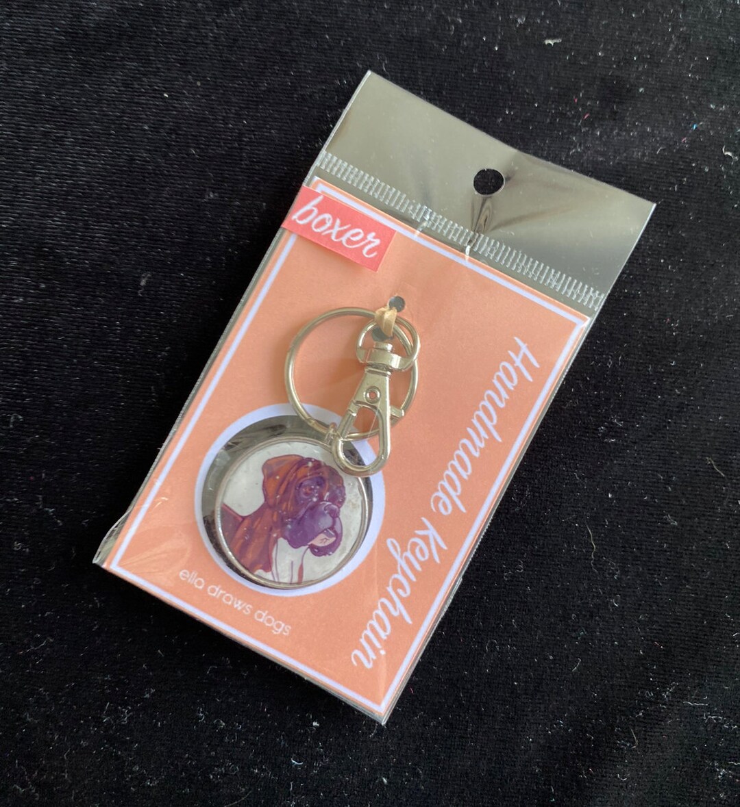 Handmade Dog Keychain Boxer Brindle - Etsy