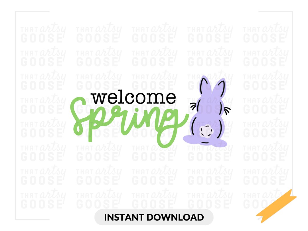 Welcome Spring Bunny PNG & Printable Poster Download - Etsy