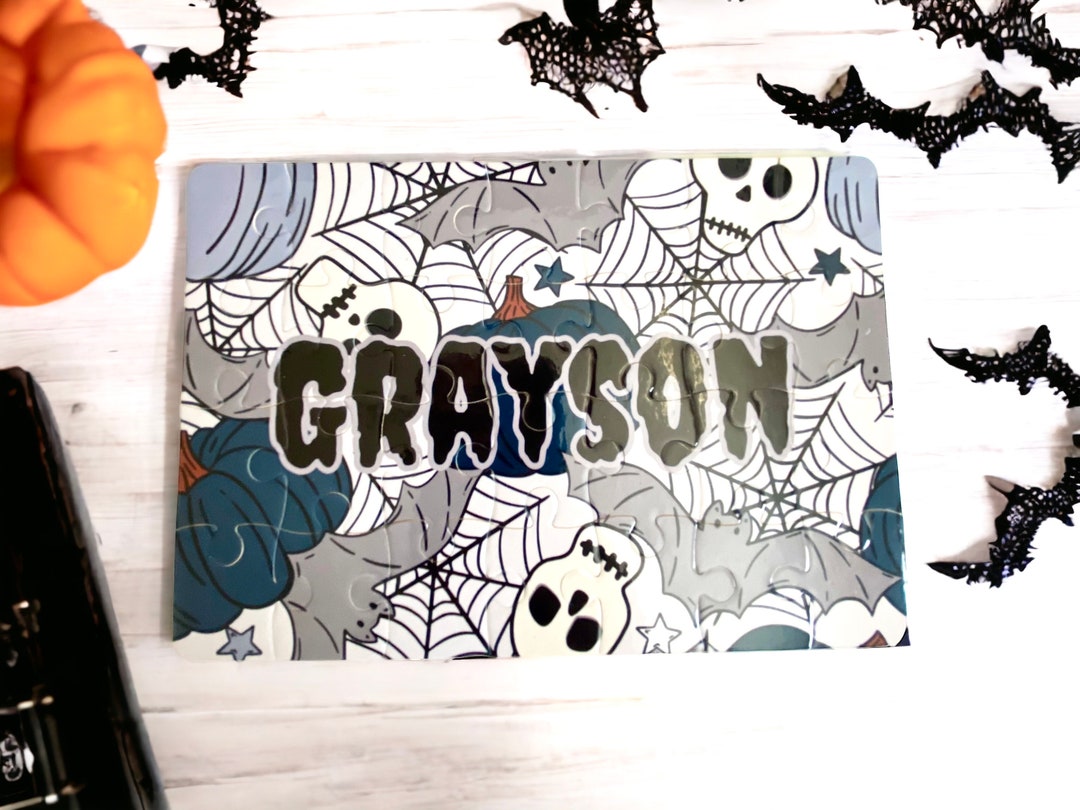 Spooky Skulls and Spider Webs Halloween Puzzle - Etsy