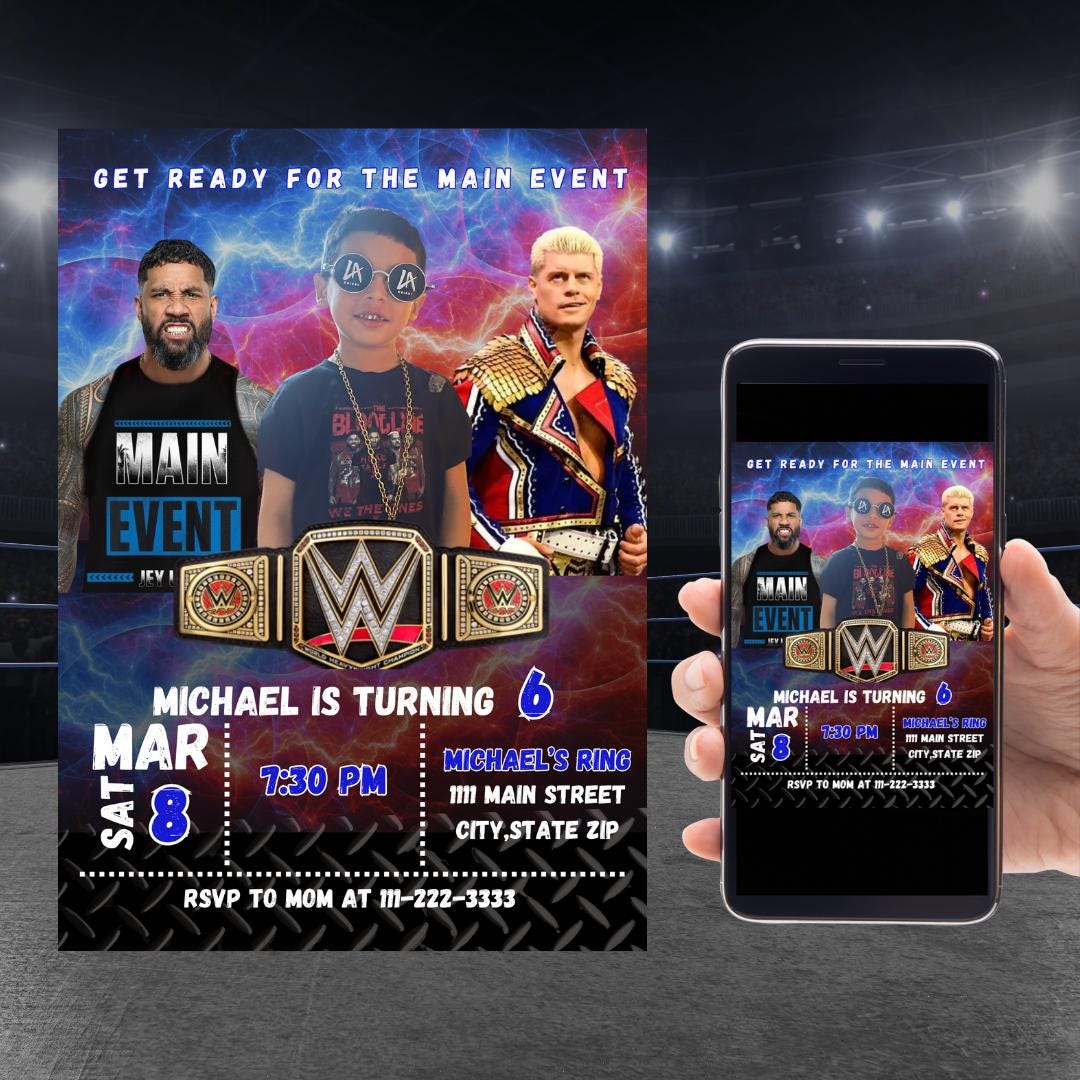 Wrestling Birthday Invitation, Boy Birthday Invite, Fighting Invitation ...