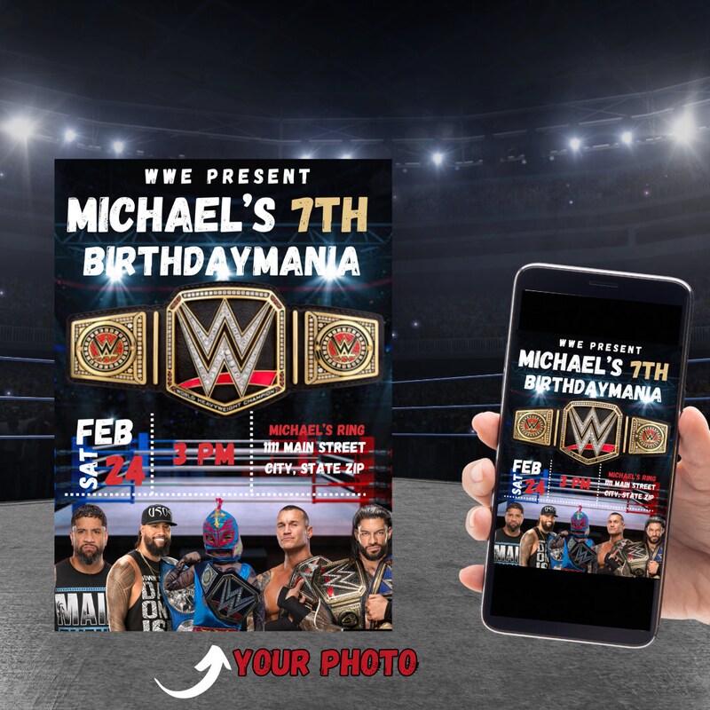 Wwe Birthday Invitations - Etsy