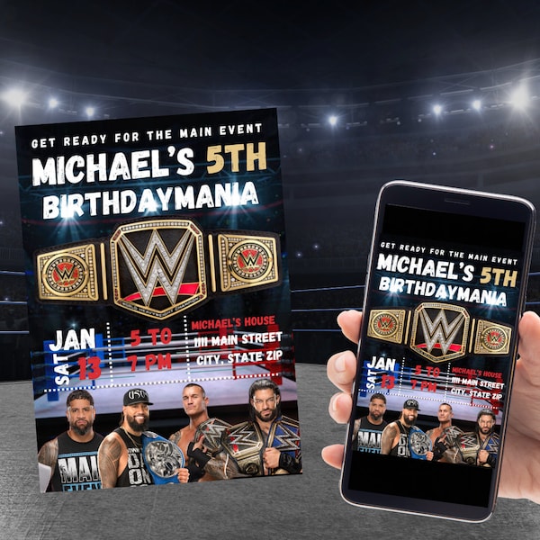 Wwe Birthday Invitations - Etsy