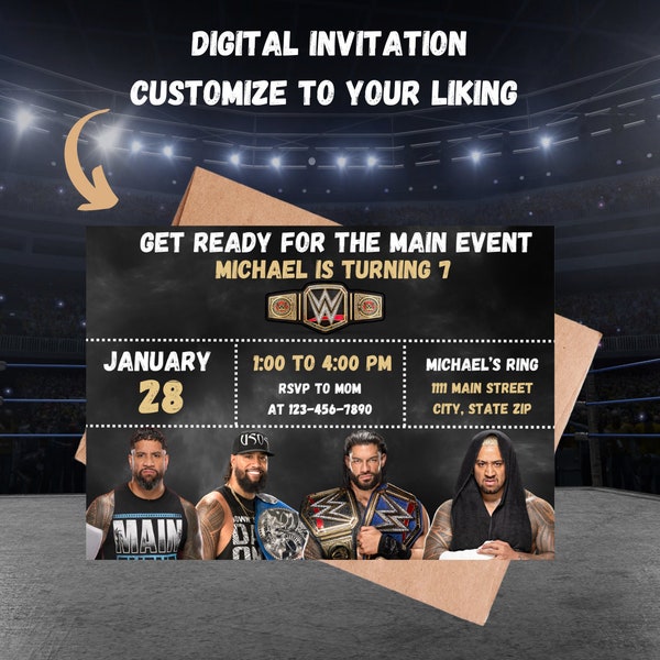 Wwe Birthday Invitations - Etsy