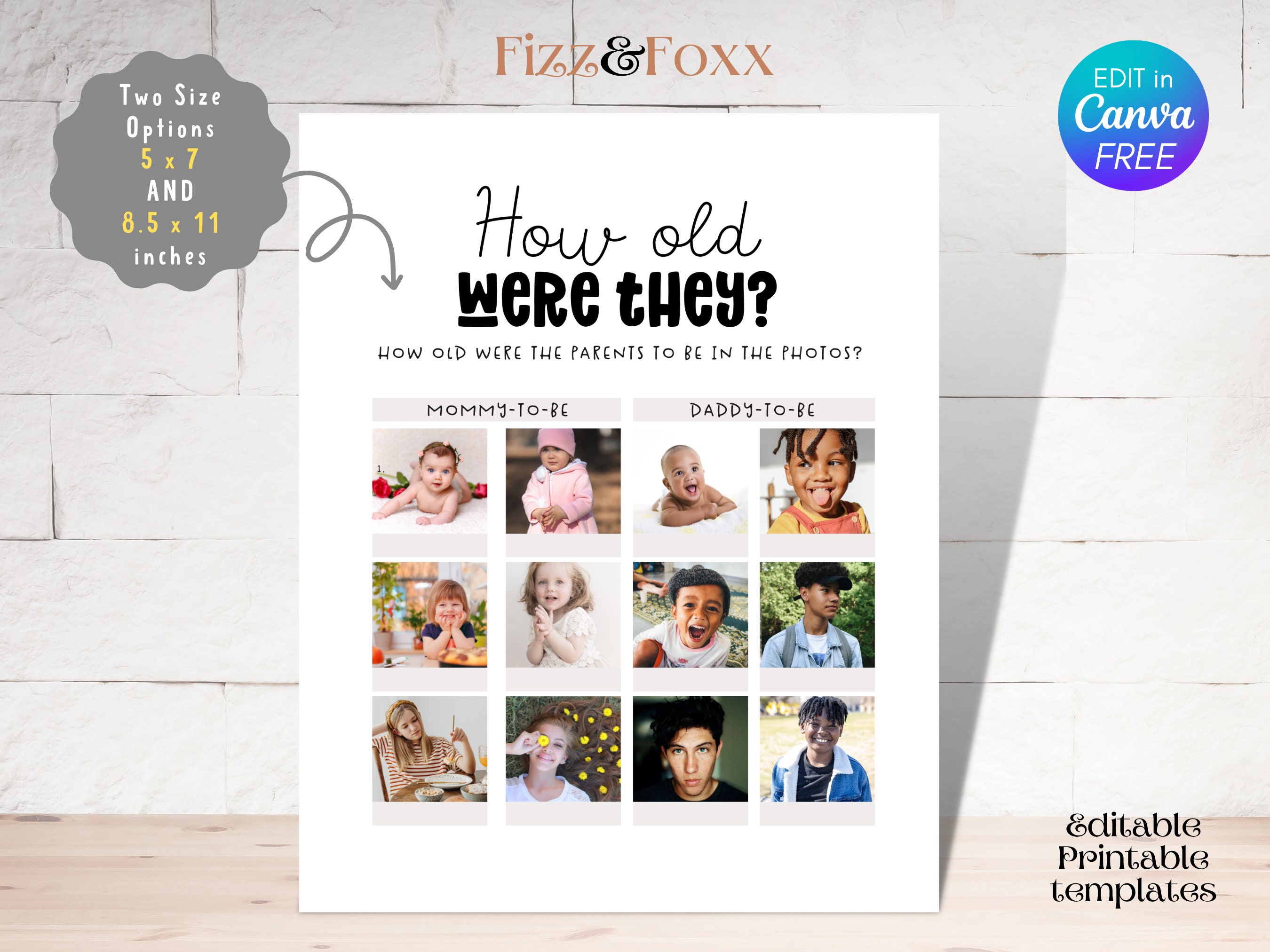 Guess the Age Baby Shower Game How Old Were They Baby Shower Game How ...