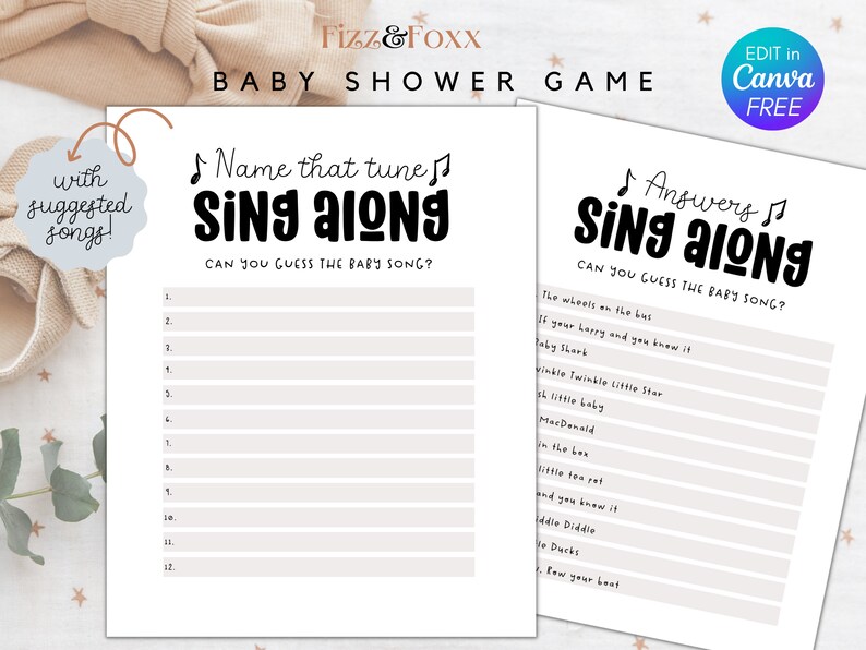 Name That Tune Baby Shower Game, Name That Baby Song Shower Game, Baby ...