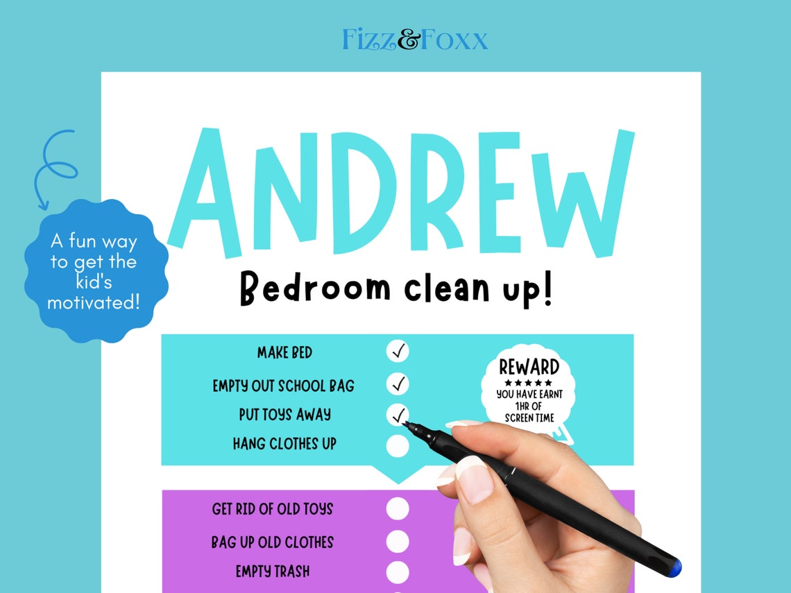 Editable Cleaning Checklist for Kids Room Canva Cleaning - Etsy