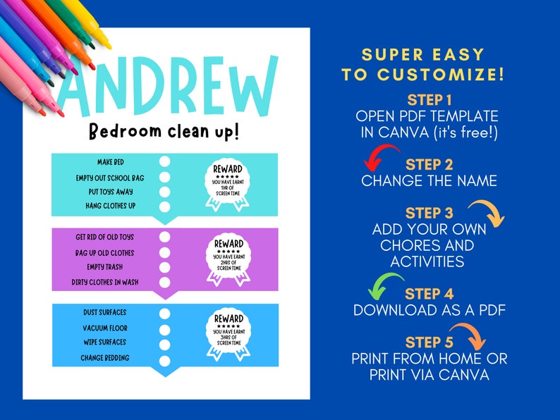 Editable Cleaning Checklist for Kids Room Canva, Cleaning Checklist ...