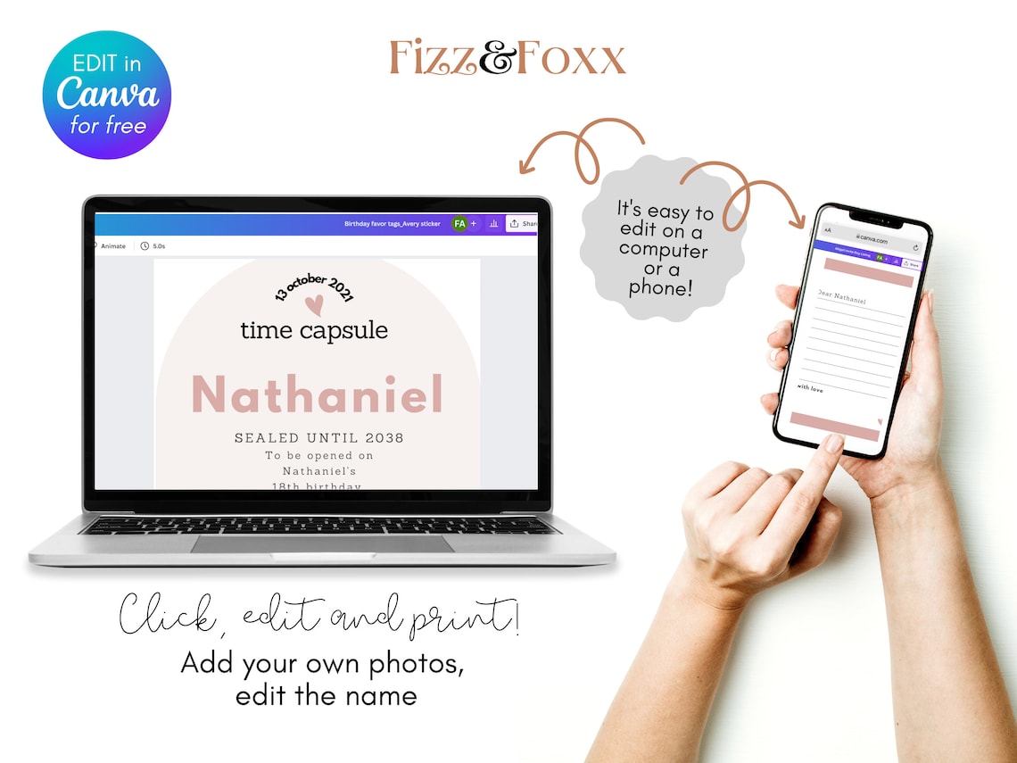 First Birthday Time Capsule Printable, Time Capsule Template, Time ...