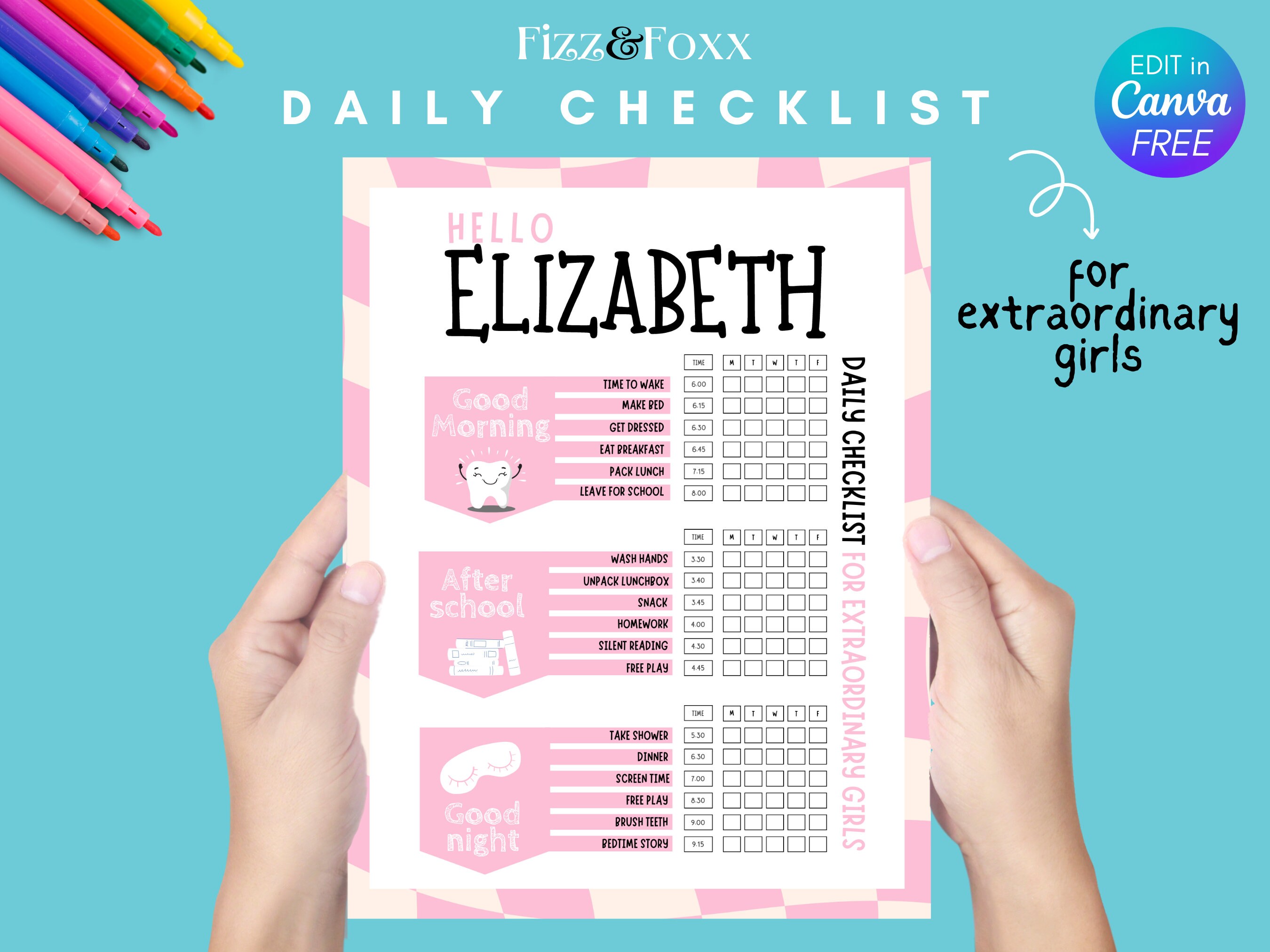 Daily Routine Responsibility Chart Daily Checklist for Kids Homeschool ...