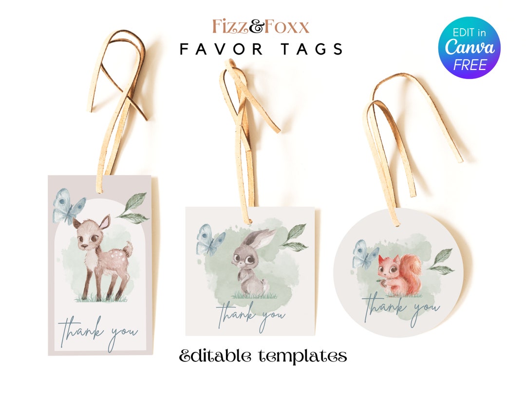Printable Woodland Thank You Tag, Woodland Thank You Cards, Woodland ...