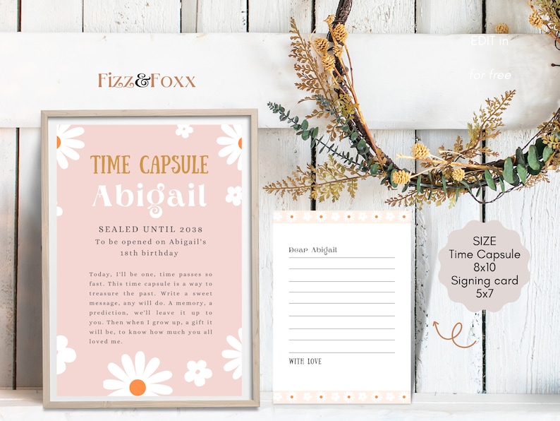 First Birthday Time Capsule Printable Time Capsule Template - Etsy