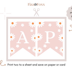 Daisy Happy Birthday Banner, Printable Boho Garland, Editable CANVA ...