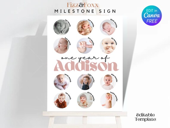 Editable Baby's First Year Photo Poster Template Modern - Etsy