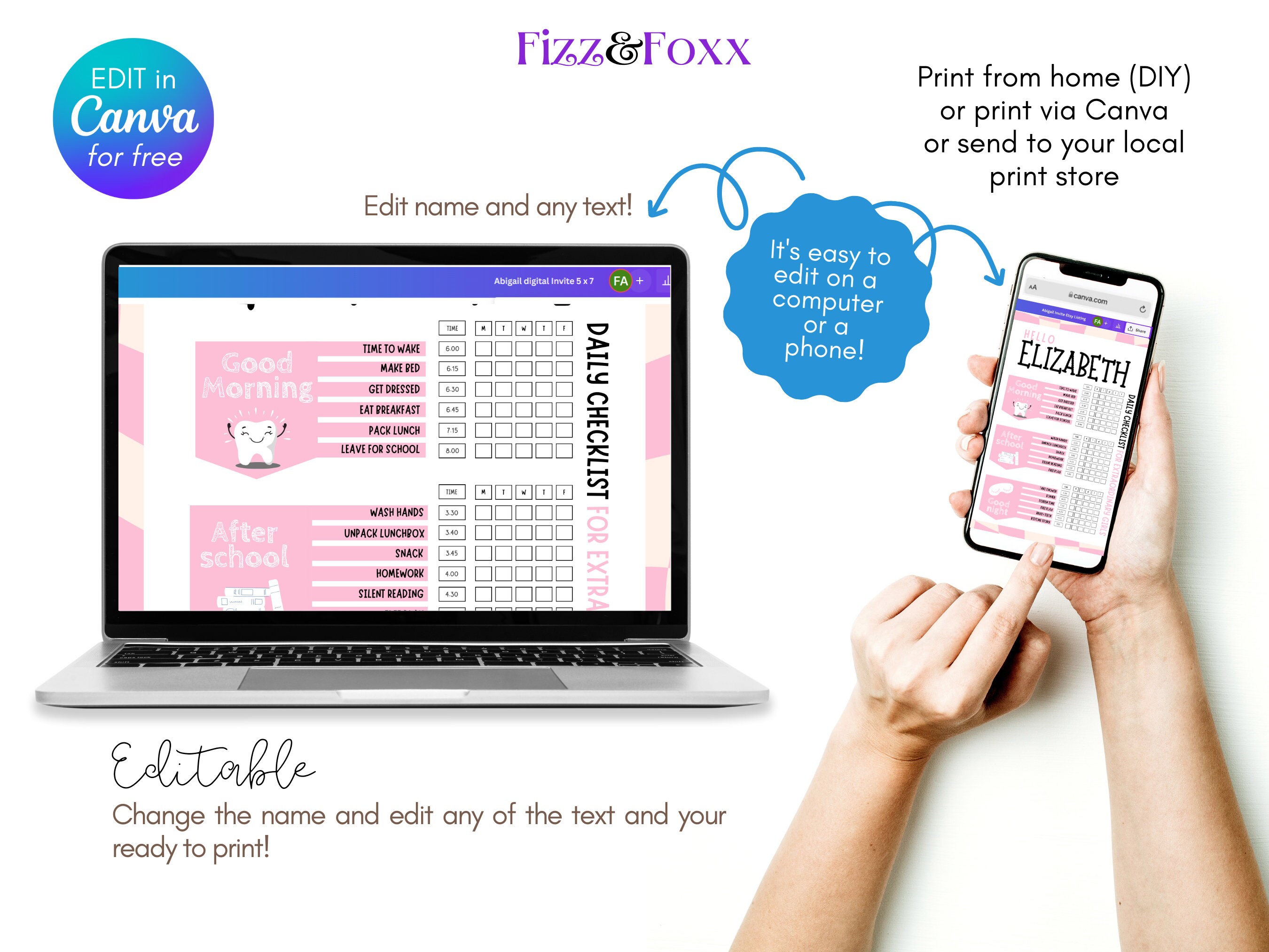 Daily Routine Responsibility Chart Daily Checklist for Kids Homeschool ...