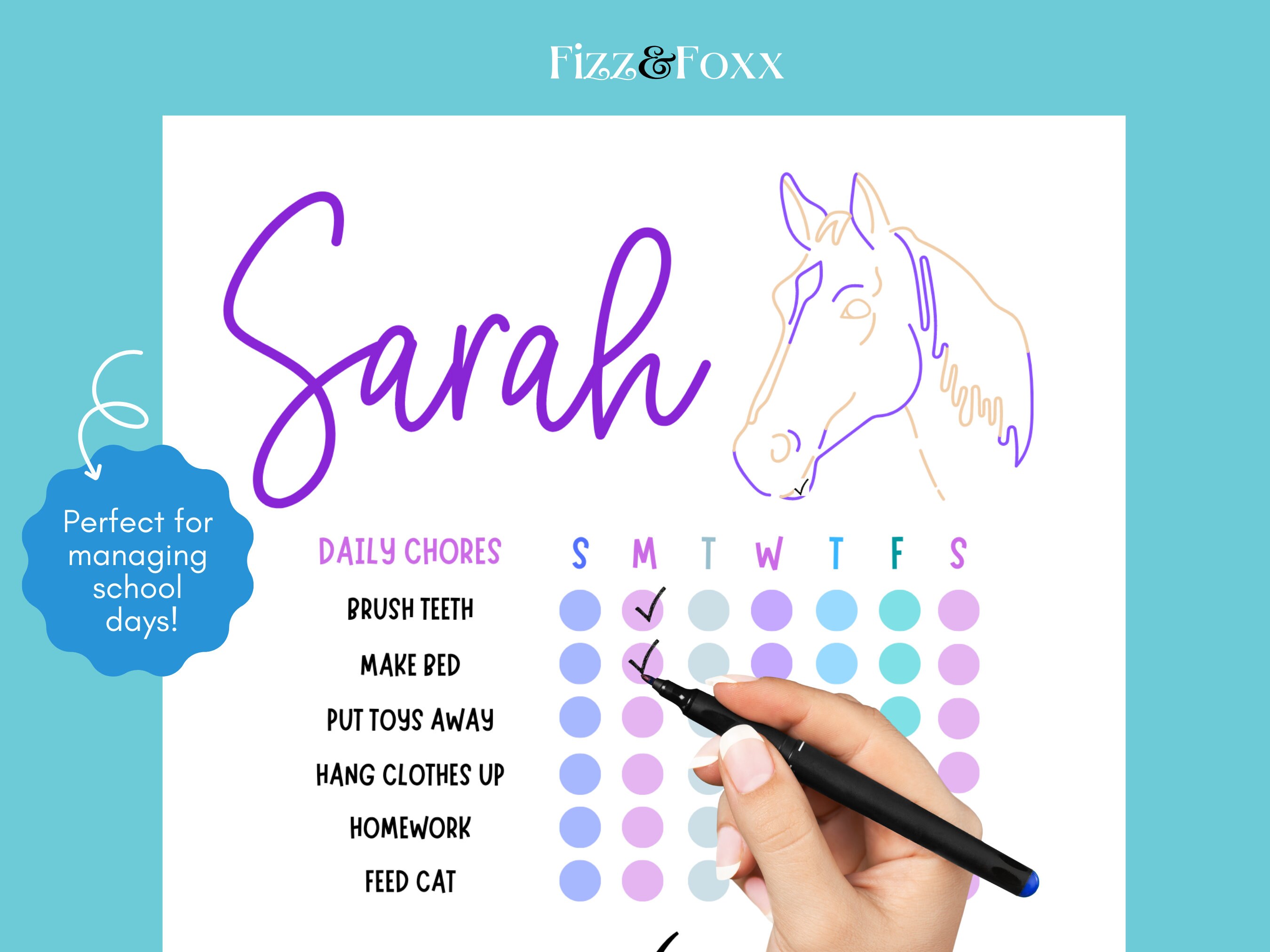 Horse Themed Cleaning Checklist for Kids Room EDITABLE Kids - Etsy