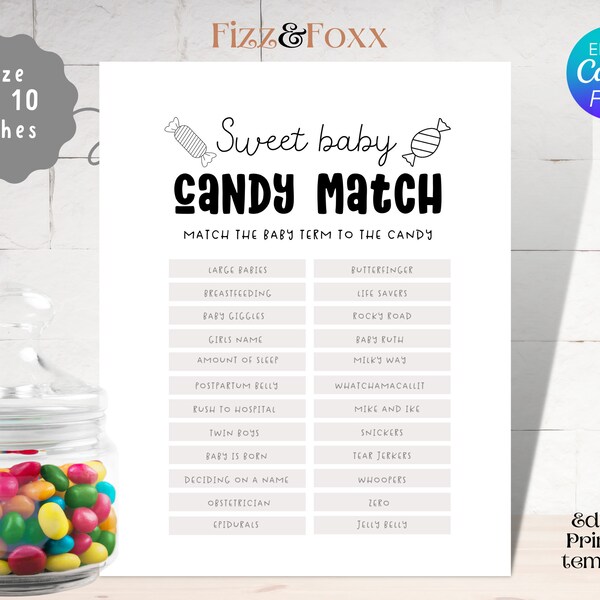 Pregnancy Candy Match Game - Etsy