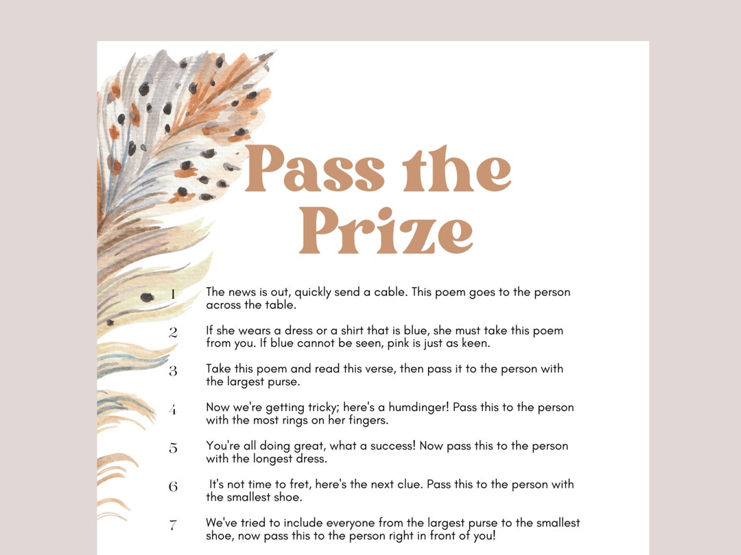 Pass the Gift Bridal Shower, Pass the Gift Poem, Gift Passing Poem ...