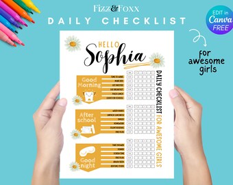 Kids Daily Checklist Schedule Printable Chore Chart daily Routine ...