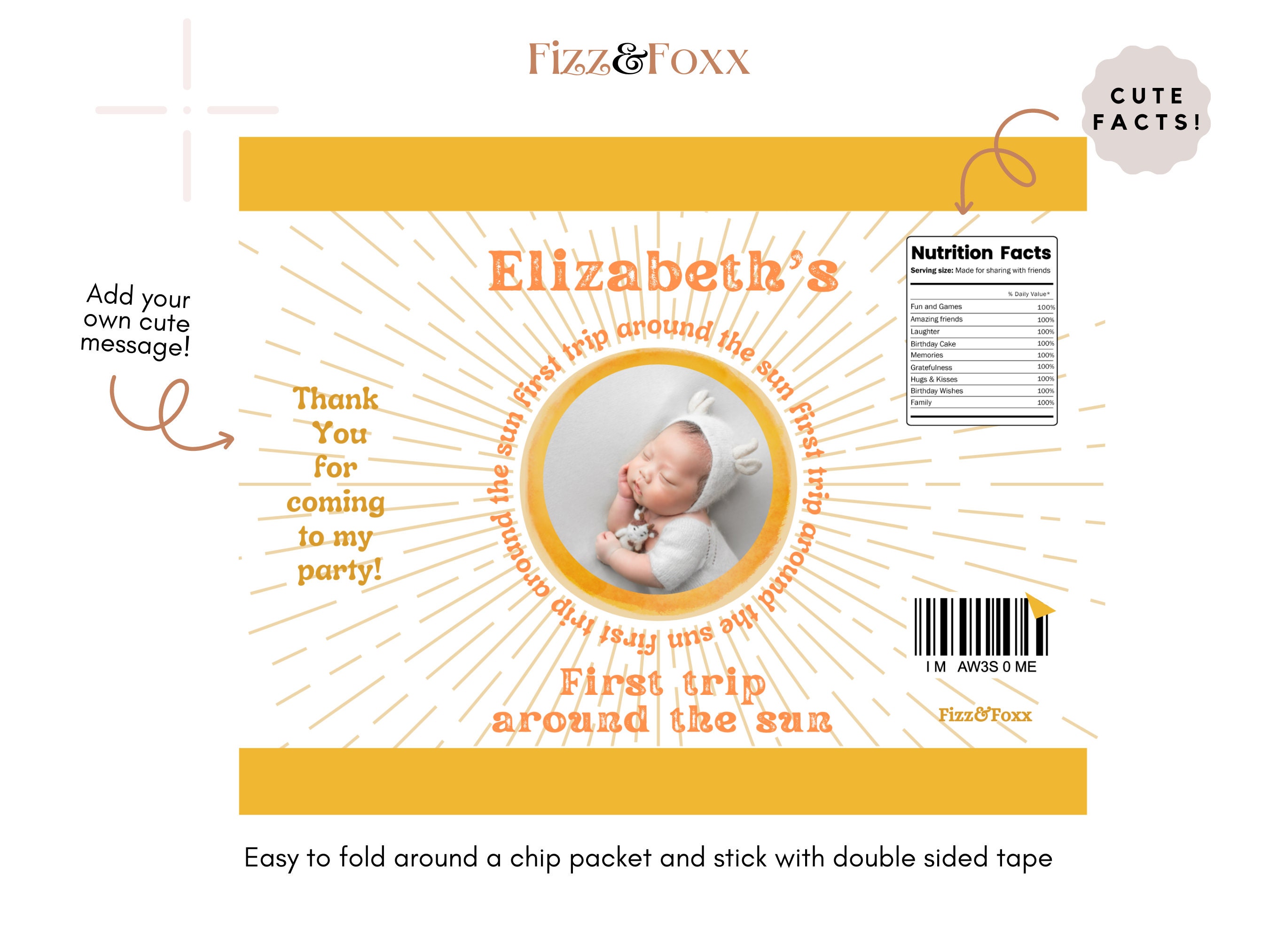 First Trip Around the Sun Chip Bag Wrapper, First Trip Around the Sun ...