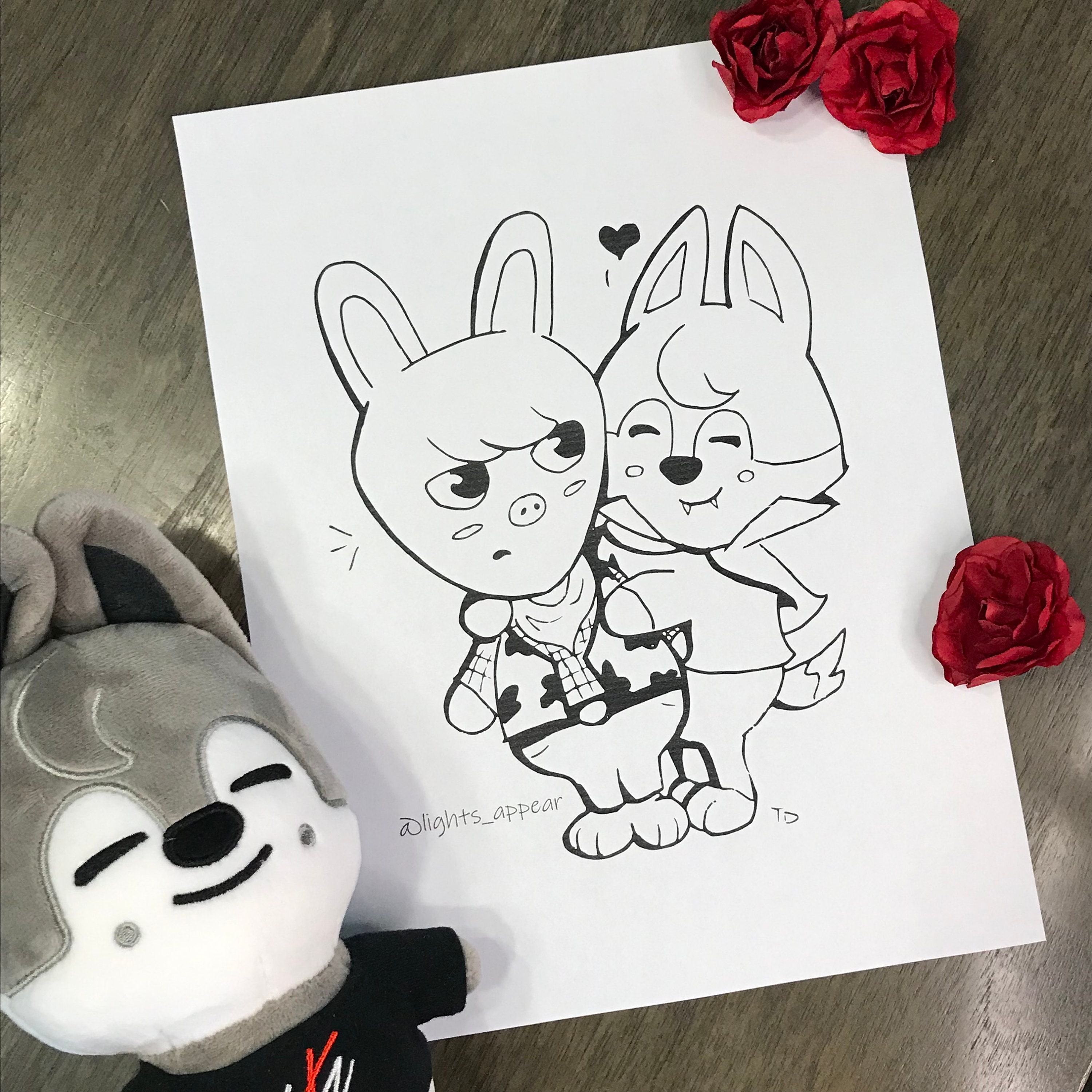 Wolf Chan & Dwaekki - Stray Kids SKZOO K-pop Printable Coloring Page - Etsy