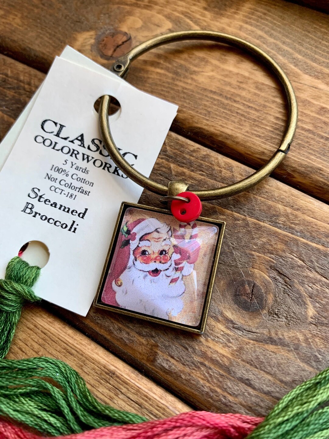Santa Claus Thread Keep, Vintage Santa Floss Ring, Vintage Christmas ...